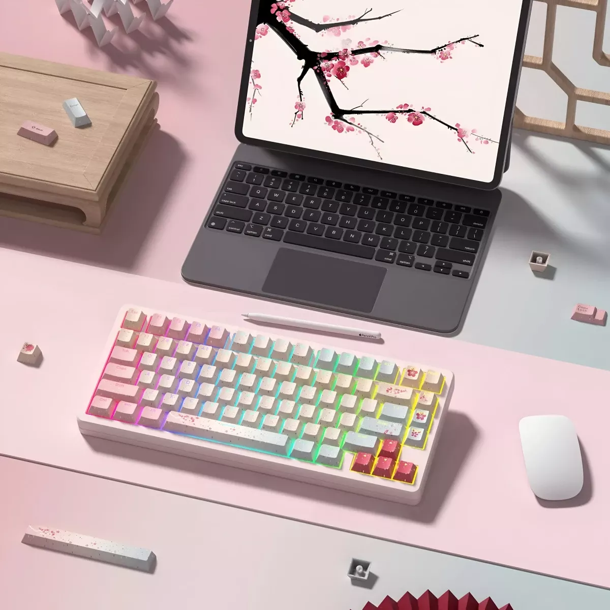 Poem of Plum RGB Backlit Cherry Profile PBT Keycaps Set - Splendona