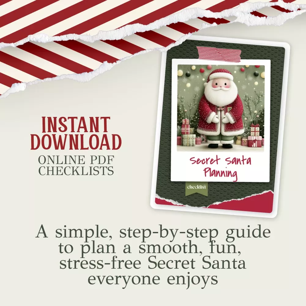Secret Santa Planning Checklist | Holiday Party Organizer | Printable ...